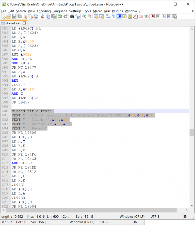Disassembling my old code from 1988 – Part 2 | Amstrad noob